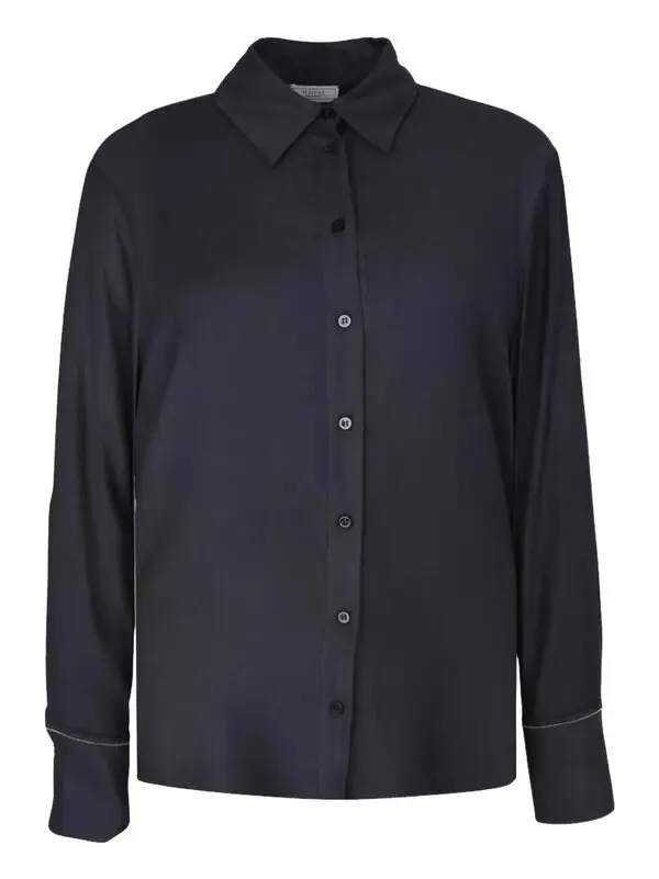 Peserico Contrast-trim Button-down Shirt - Blue