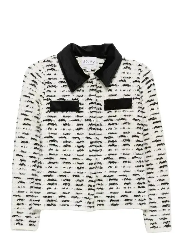 NEERA Velvet-collar Cardigan - White