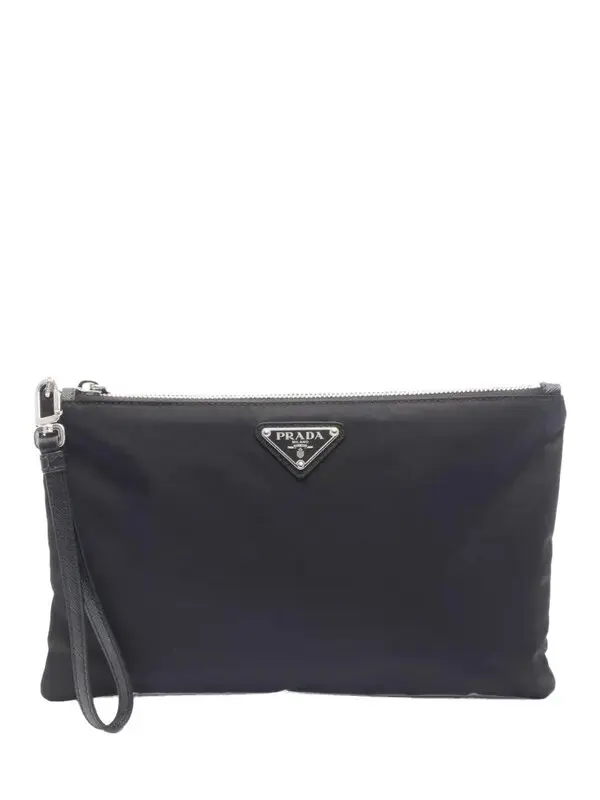 Prada Triangle-logo Clutch Bag - Black