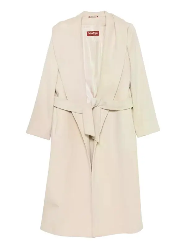 Max Mara Belted Virgin Wool Coat - Neutrals