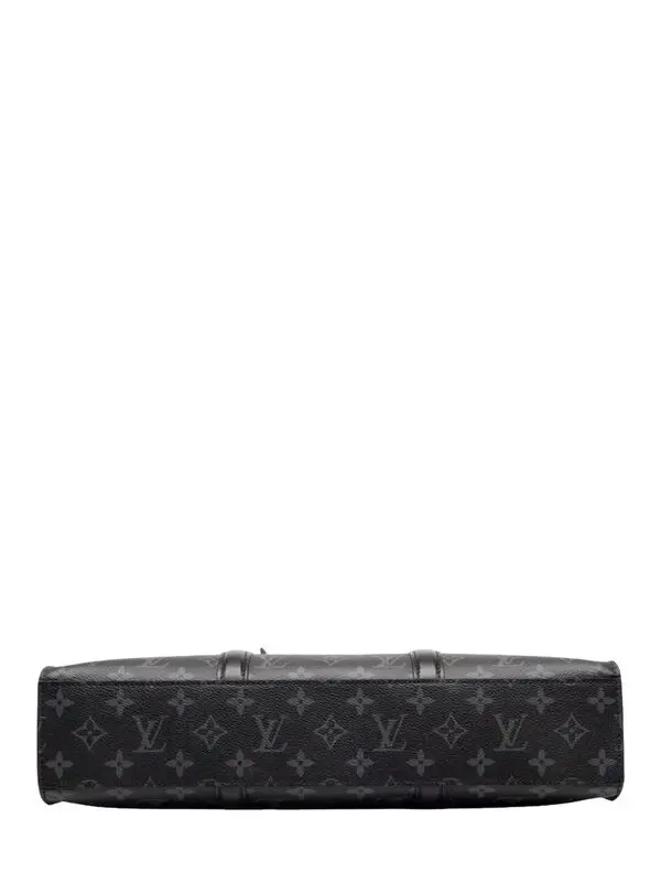 LOUIS VUITTON 2021-2026 Monogram Eclipse Sac Plat Horizontal Zipper Satchel - Black