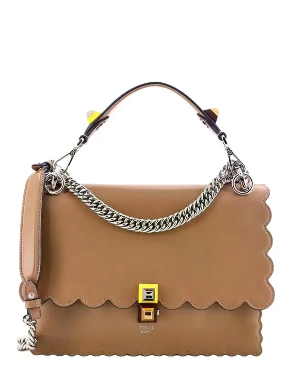 Fendi Kan I Bag Leather Medium Shoulder Bag - Brown