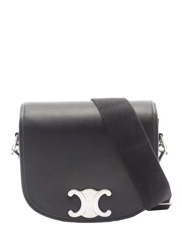 Celine 2015-2026 Calfskin Triomphe Besace Crossbody Bag - Black
