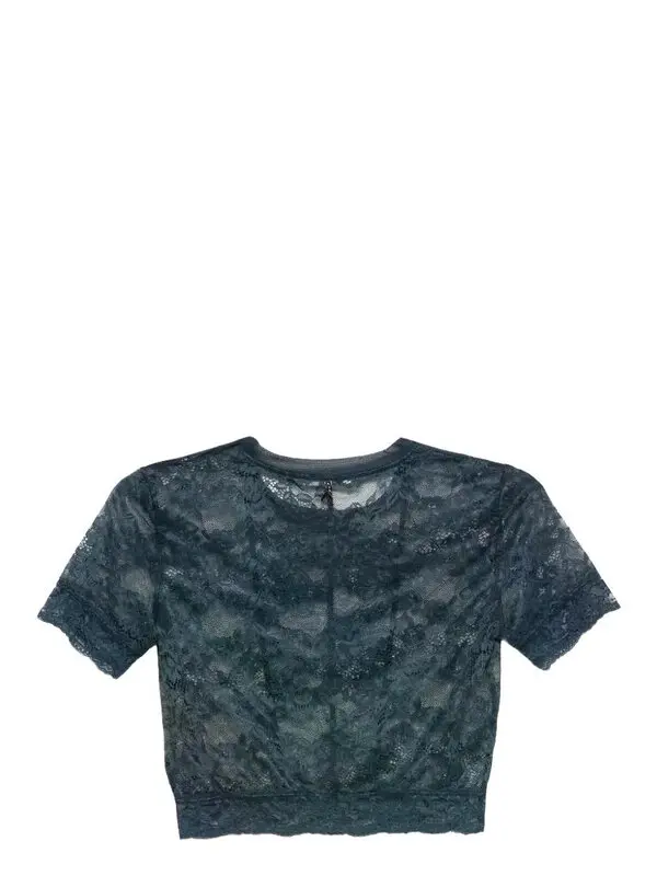Patrizia Pepe Lace-panelled Cropped T-shirt - Blue