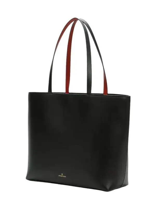 LA PORTEGNA Olivia Leather Tote Bag - Black