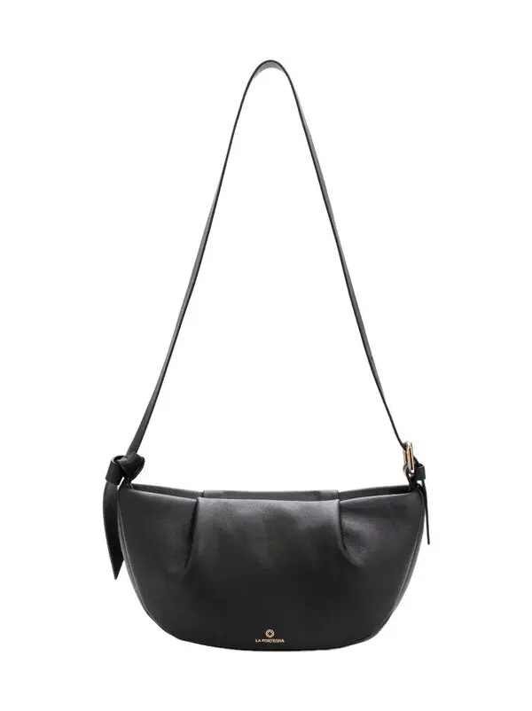 LA PORTEGNA Claudia Leather Shoulder Bag - Black