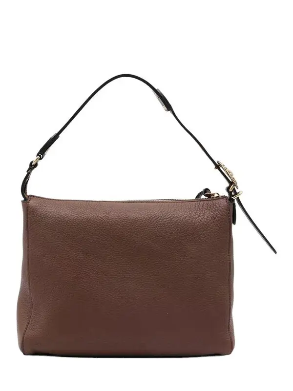 Etro Embossed-logo Pebbled Leather Shoulder Bag - Brown