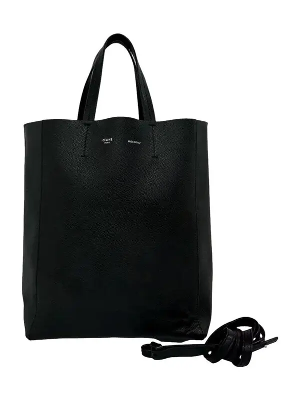 Celine 2015 Small Grained Calfskin Vertical Cabas Tote Satchel - Black