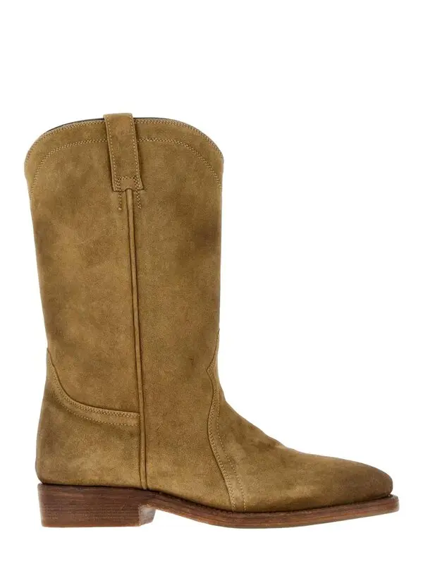 JIL SANDER Suede Western Boots With Tapered Toe - Walnut