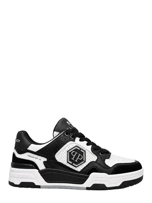Philipp Plein Predator V2 Low-top Leather Sneakers With Hexagon Logo - White 1