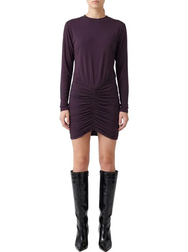 Andamane Draped Jersey Long-sleeve Sheath Minidress - Lilac