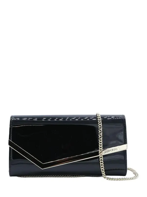JIMMY CHOO Emmie Patent Leather Mini Handbag With Chain Strap - Black