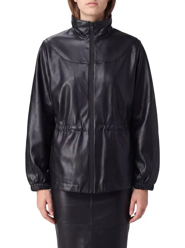 Givenchy Cropped Lambskin Nappa Leather Jacket With High Neck And Drawstring Waist - Black