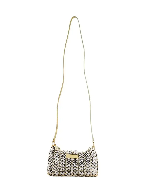 Rabanne 1969 Nano Mini Metal Crossbody Bag With Leather Details - Silver