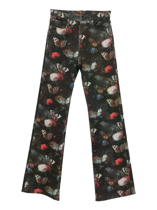 R13 Jane Butterfly-print Jeans - Black