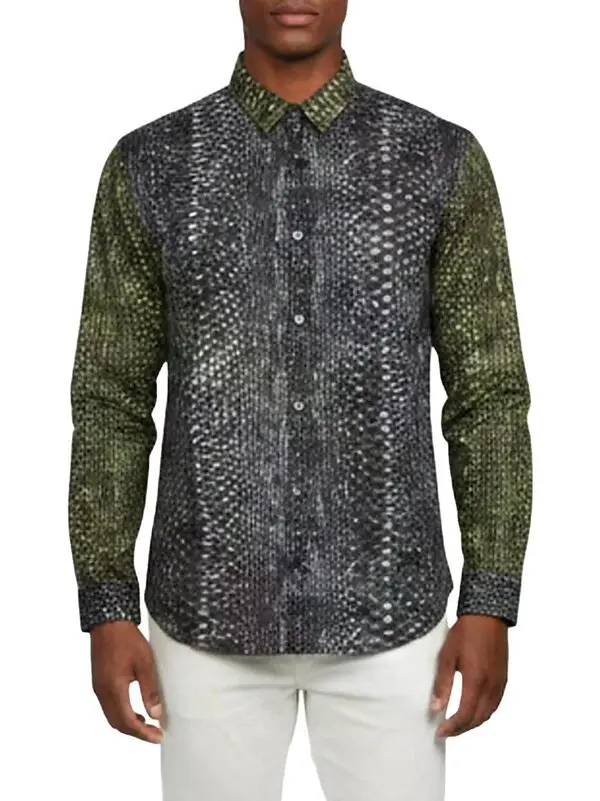 Roberto Cavalli Snakeskin-print Slim-fit Shirt - Black