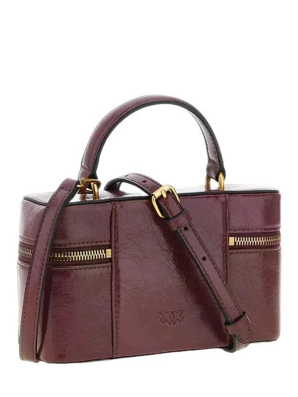 Pinko Small Crossbody Bag In Glossy Leather - Red