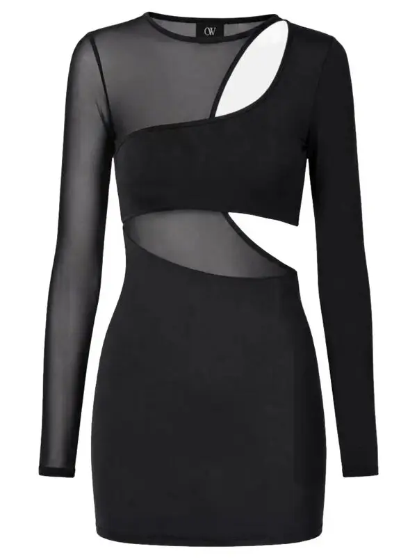 OW Kari Mesh Cut-out Mini Dress - Black