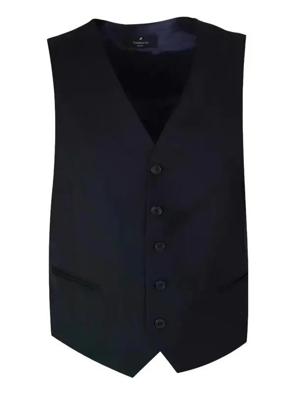 TOMBOLINI V-neck Button-up Waistcoat - Blue