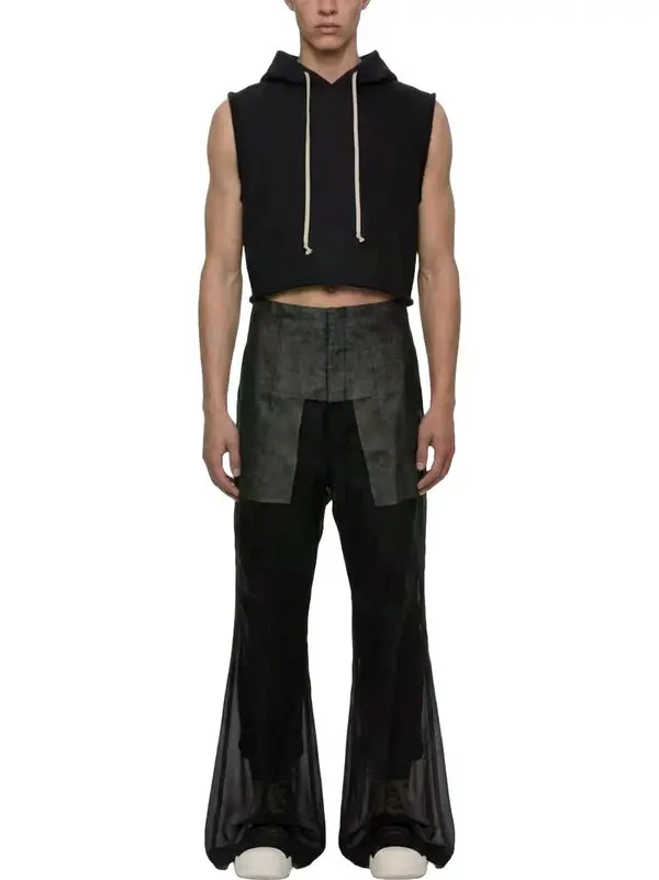 Rick Owens Cropped Sleeveless Hoodie - Black