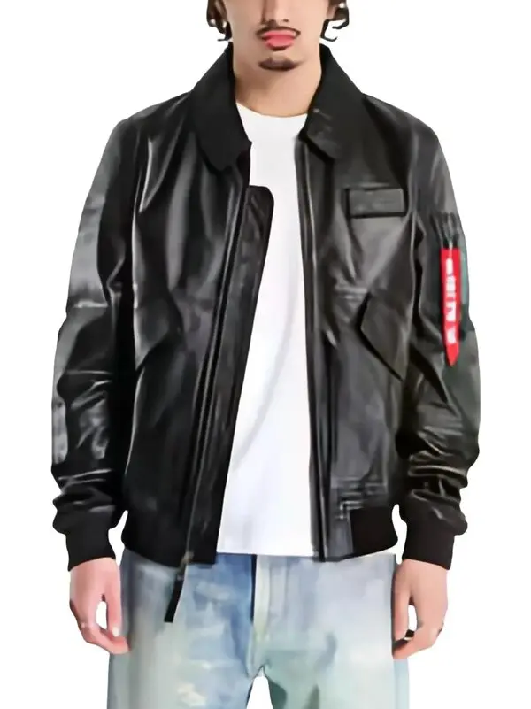 Alpha Industries Cwu-45/p Leather Jacket - Black
