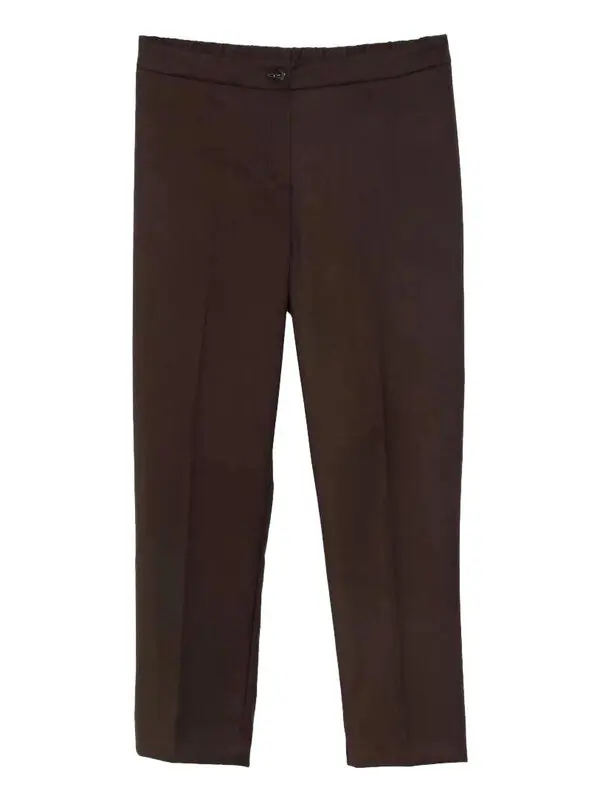 Marina Rinaldi Elasticated-waistband Pressed-crease Trousers - Brown