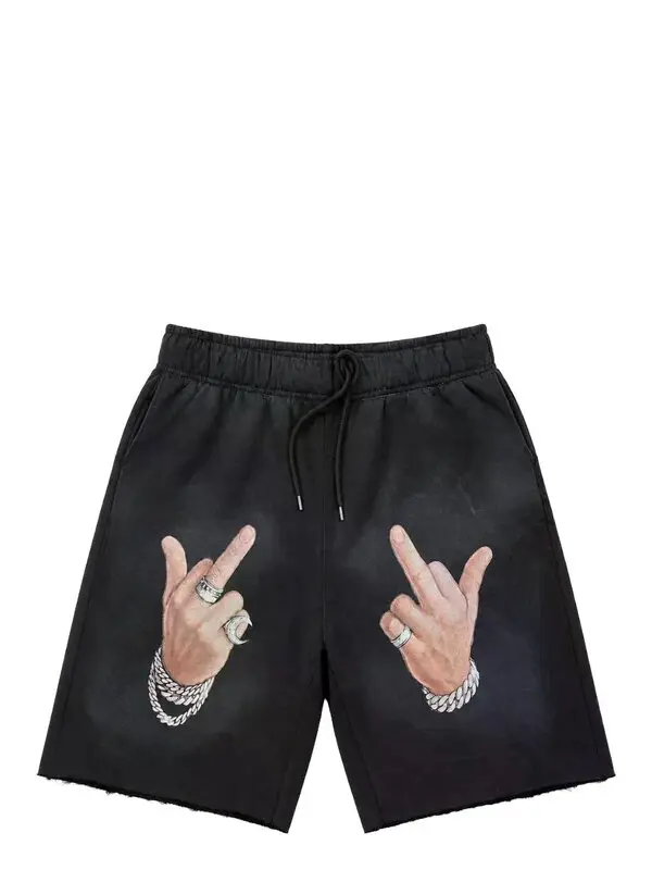 WARMAN Graphic-print Raw-cut Shorts - Black
