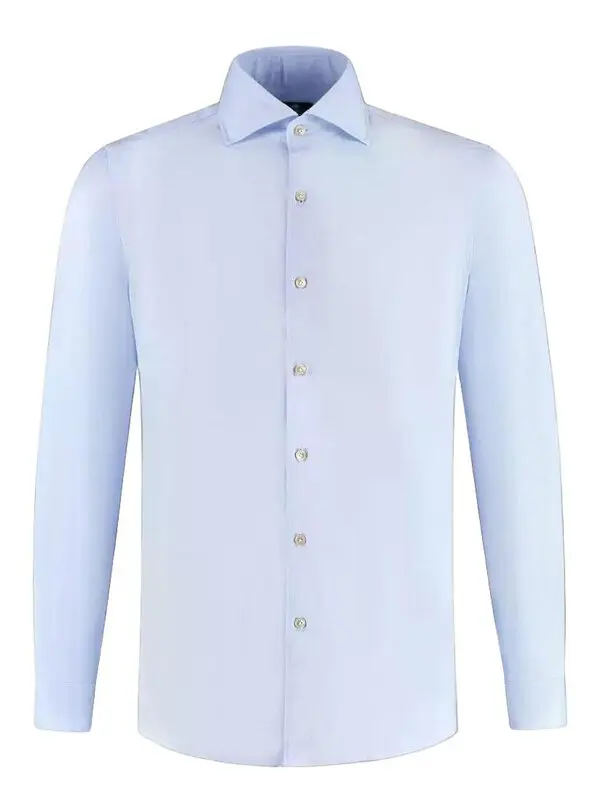 LUIGI BORRELLI Cutaway-collar Long-sleeve Shirt - Blue