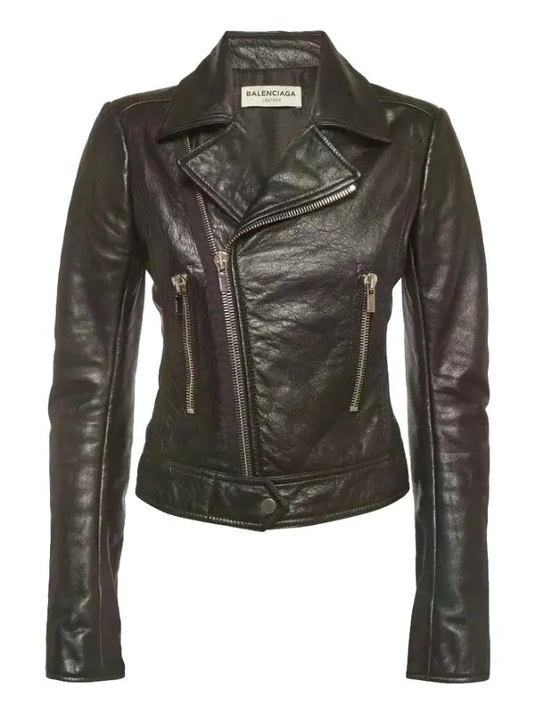 Balenciaga New Moto Leather Biker Jacket - Black