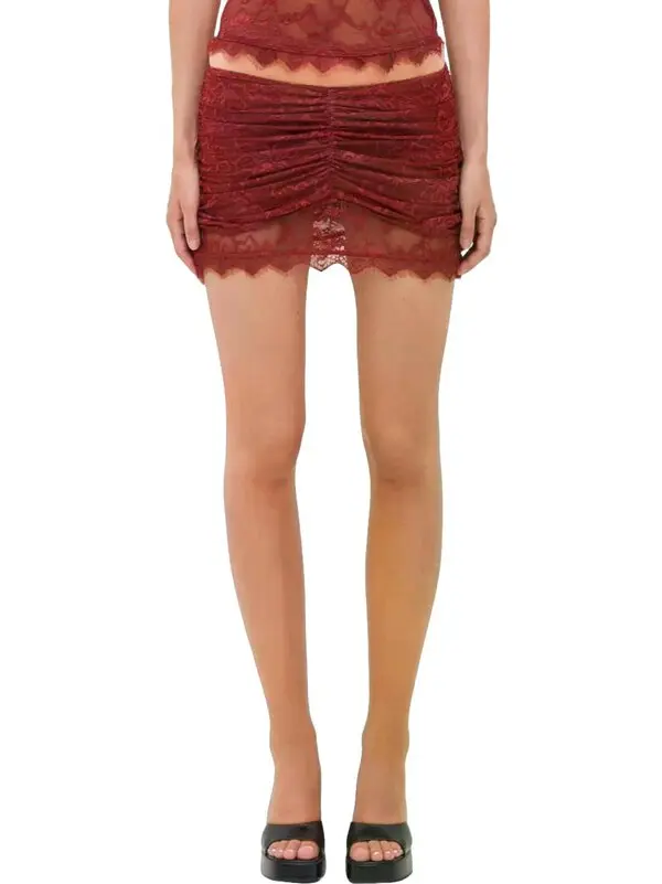 OW Selah Ruched Lace Skirt - Red