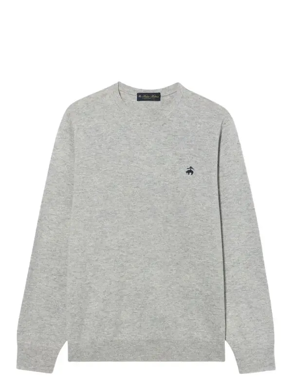 Brooks Brothers Logo-embroidered Lambswool Sweater - Grey