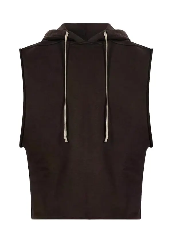 Rick Owens Cropped Sleeveless Hoodie - Brown