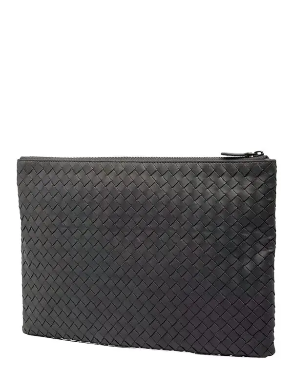 Bottega Veneta 2012-2026 Nappa Intrecciato Zip Clutch Bag - Grey