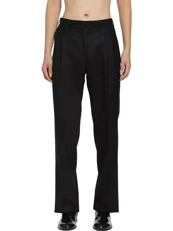 SALON C. LUNDMAN Double-pleat Flannel Trousers - Black
