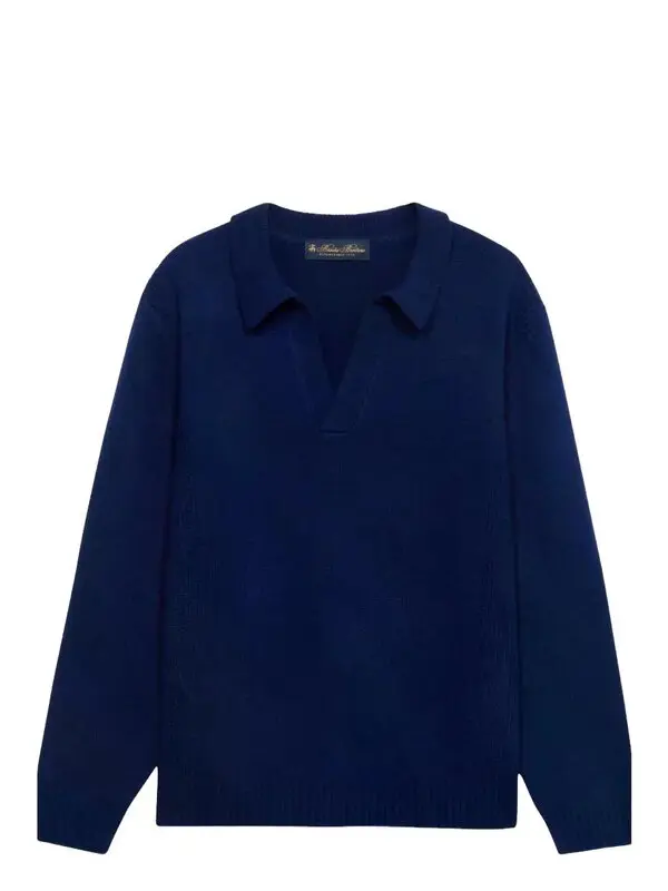 Brooks Brothers Open-collar Lambswool Sweater - Blue