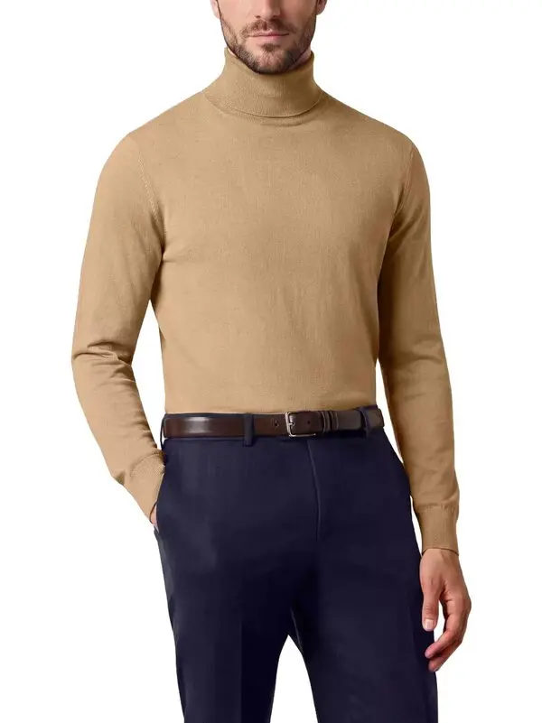 Brooks Brothers Ribbed-trim Turtleneck Sweater - Brown