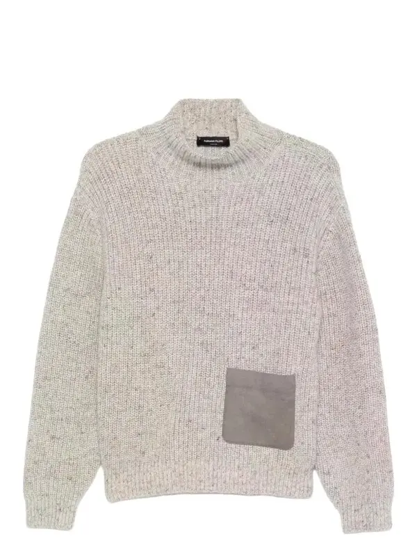 Fabiana Filippi Suede-patch Ribbed-knit Sweater - Grey