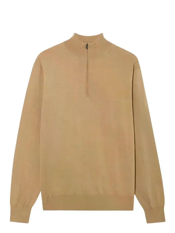 Brooks Brothers Half-zip Mock-neck Sweater - Neutrals