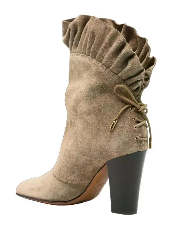 Chloé Anouk Ruffled Ankle Boots - Neutrals