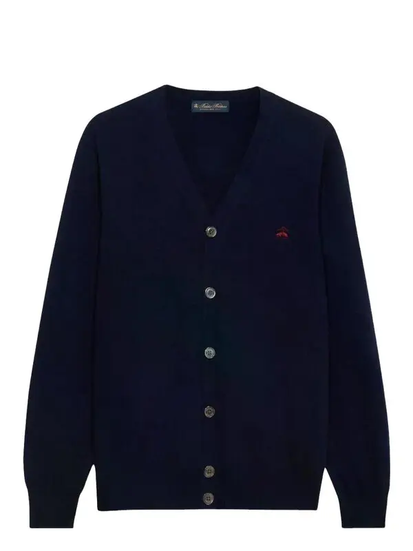 Brooks Brothers Logo-embroidered V-neck Cardigan - Blue