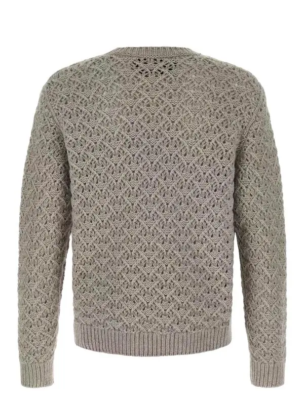 Valentino Garavani Wool And Cashmere Sweater With Metallic V Detail - Grey