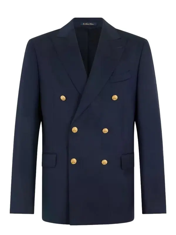 Brooks Brothers Double-breasted Virgin Wool Blazer - Blue
