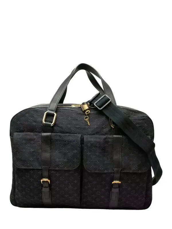 LOUIS VUITTON 2002 Monogram Mini Lin Claudine Duffle Bag Travel Bag - Blue