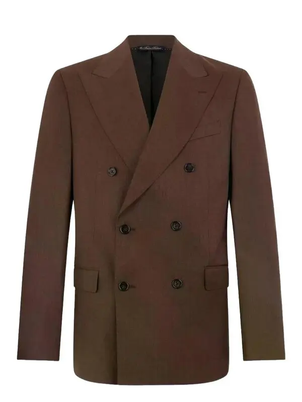 Brooks Brothers Double-breasted Virgin Wool Blazer - Brown