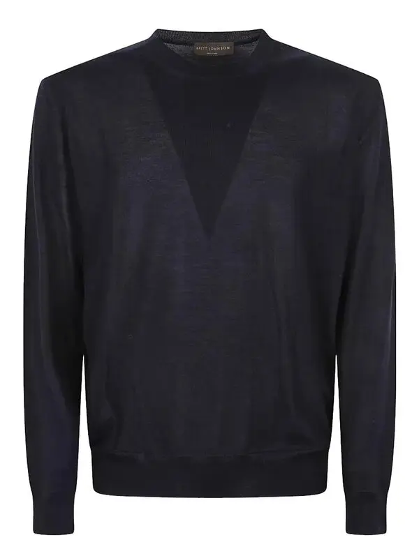BRETT JOHNSON Crew-neck Knitted Sweater - Blue