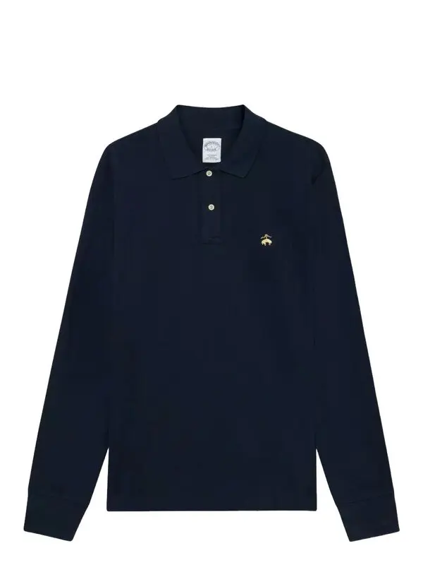 Brooks Brothers Supima Logo-embroidered Long-sleeve Polo Shirt - Blue