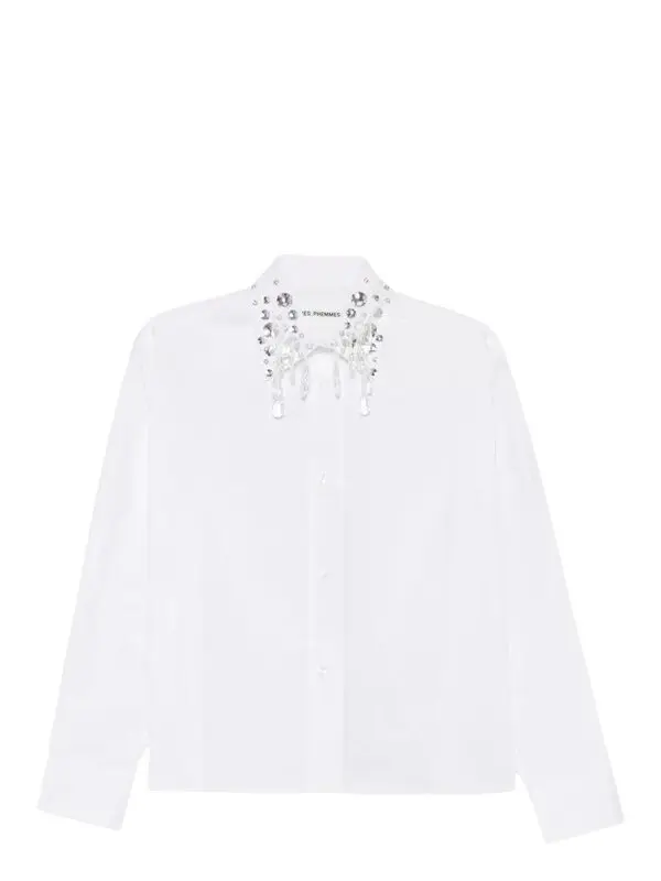 DES_PHEMMES Crystal-embellished Shirt - White