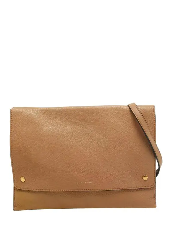 Burberry Double Side Flap Leather Crossbody Bag - Brown