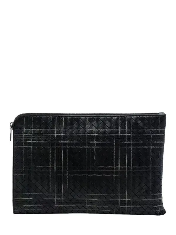 Bottega Veneta 2012-2026 Nappa Intrecciato Metropolis Document Case Clutch Bag - Black
