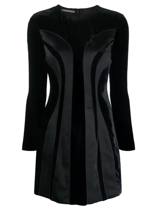 Alberta Ferretti Tonal Velvet Minidress - Black
